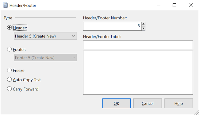 Creating a Header or Footer