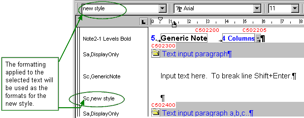 Creating a Paragraph Style from Example Text