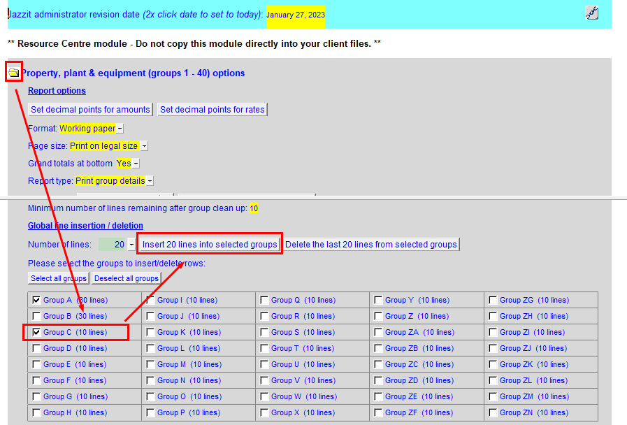 Maintaining Extra Group lines