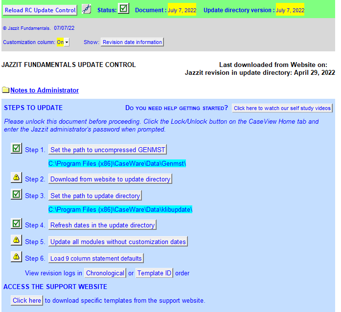 Updating the Resource Centre